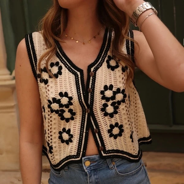 Chaleco Tejido Flor – Dayva