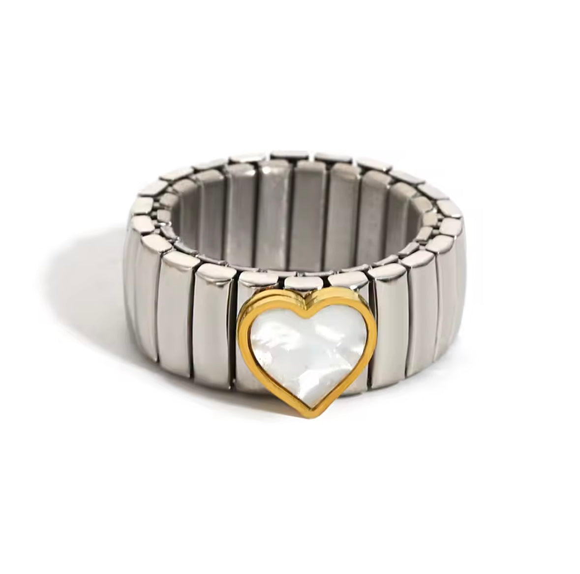 Anillo Plateado Corazon Bco – Dayva